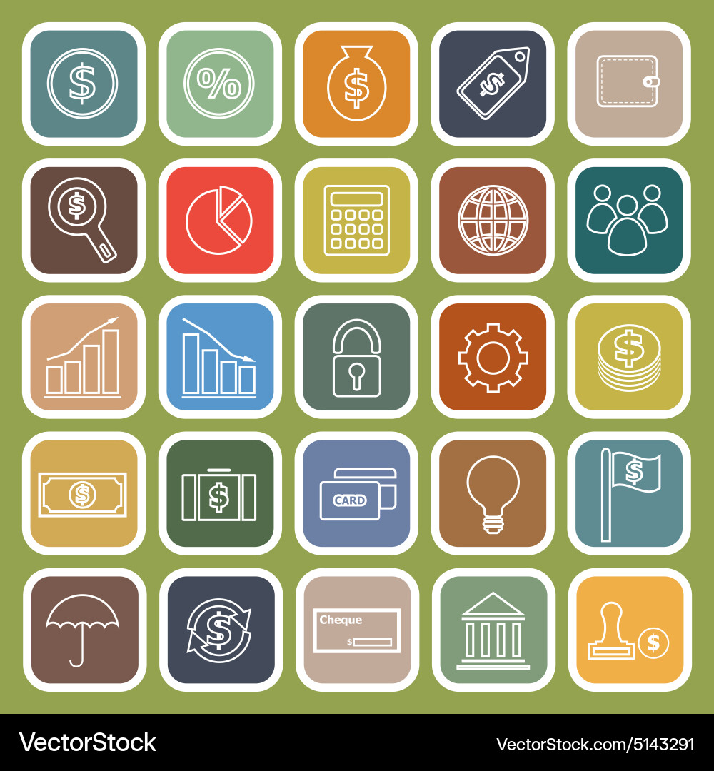 Finance line flat icons on white background Vector Image