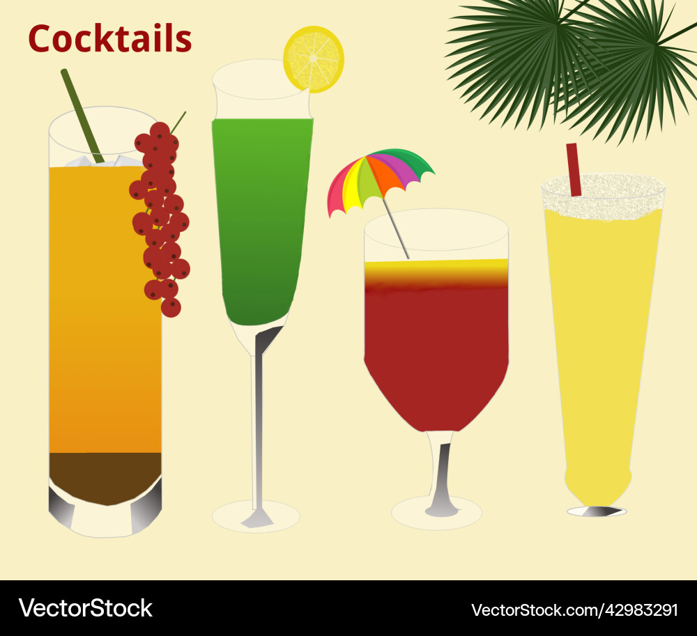 Funny cocktails in different colors Royalty Free Vector