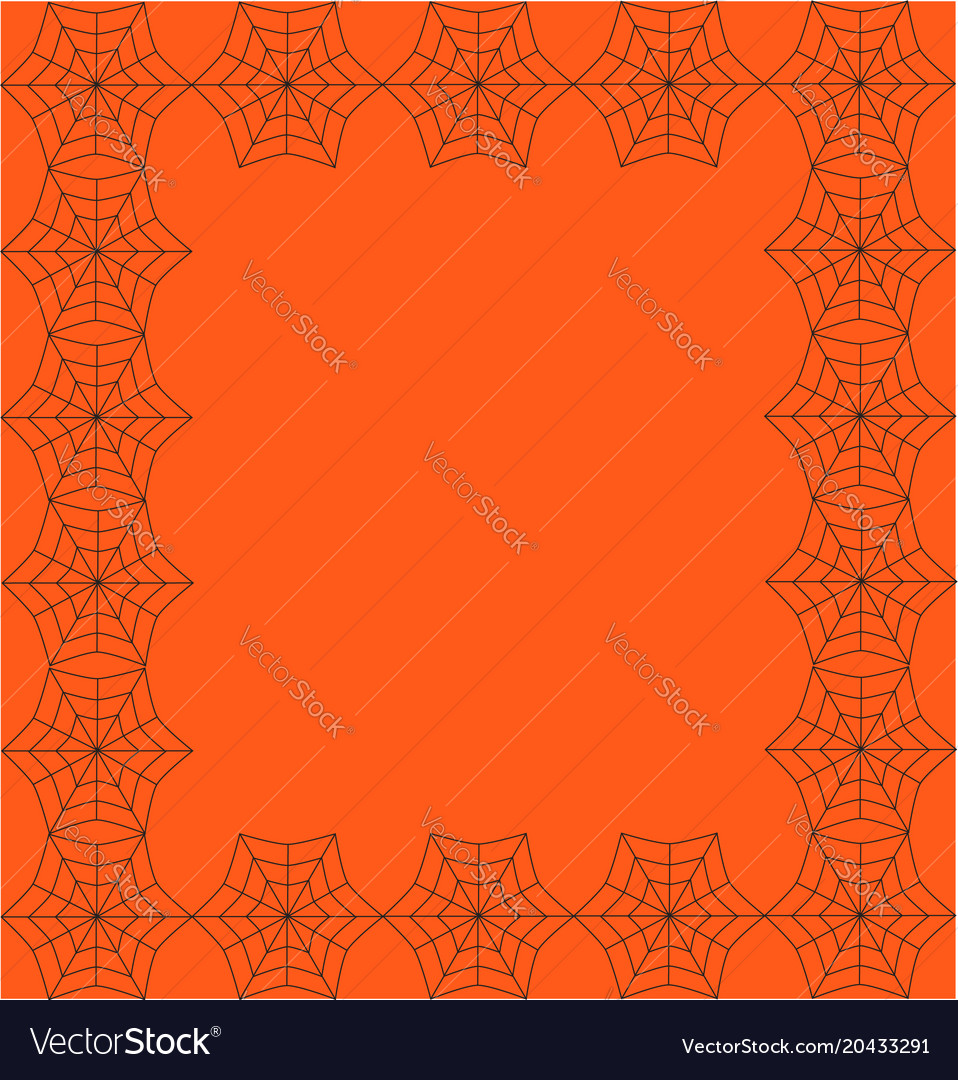 Orange background framed with the spiderweb Vector Image