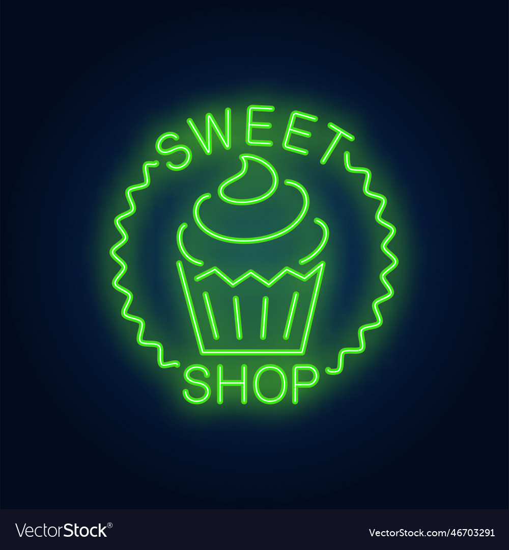 Sweet shop neon sign Royalty Free Vector Image