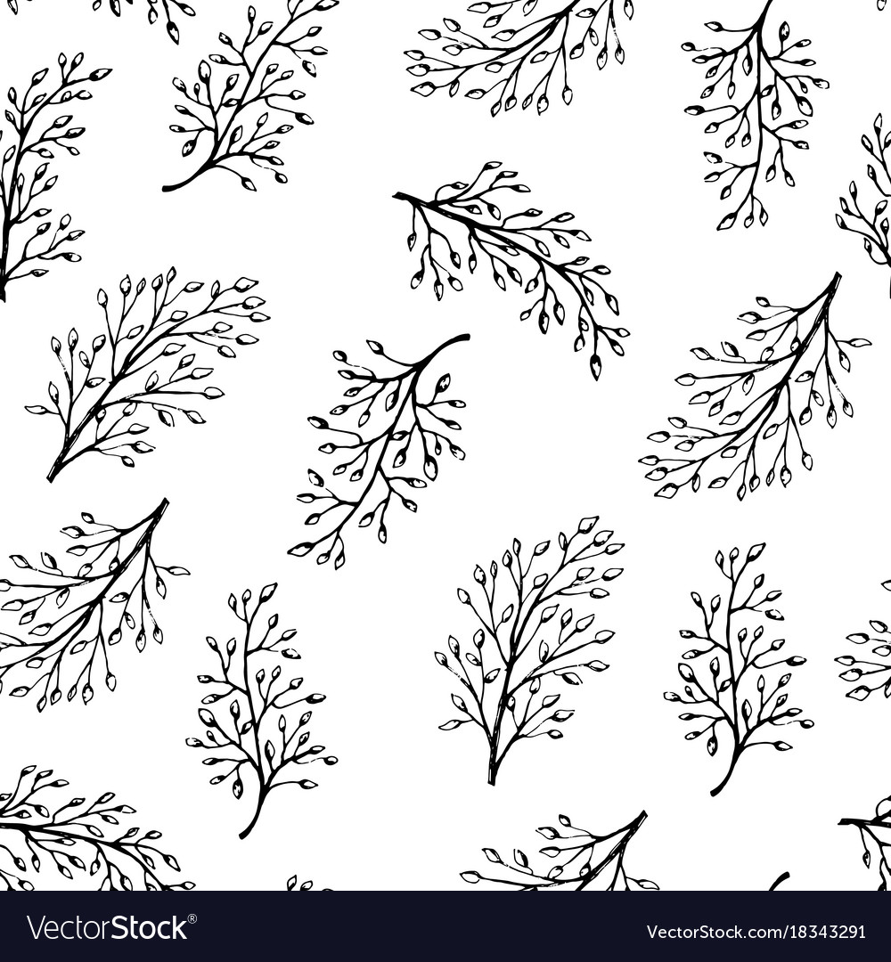 Tree branches seamless pattern Royalty Free Vector Image