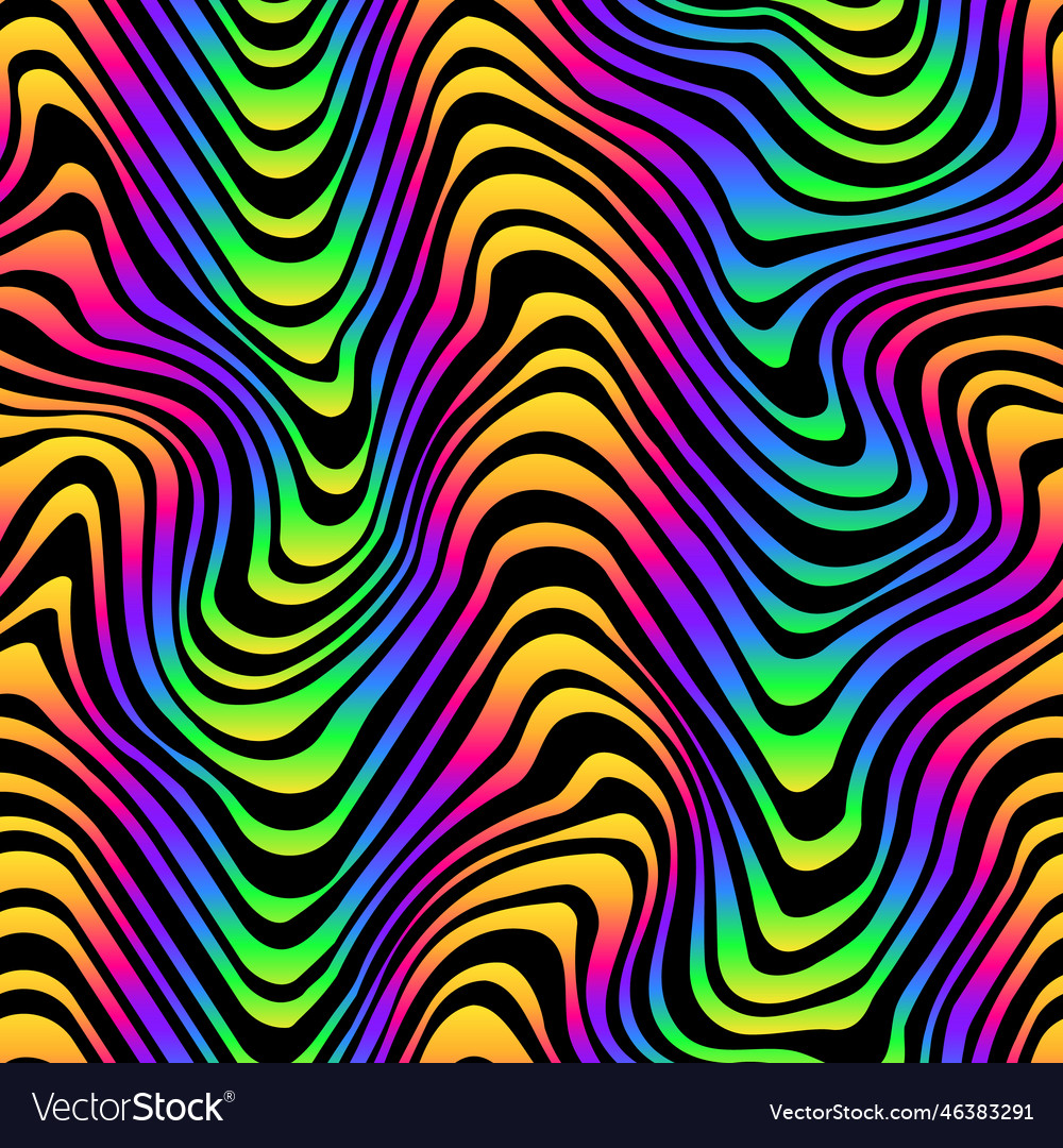 Vibrant flame wavy lines gradient seamless pattern