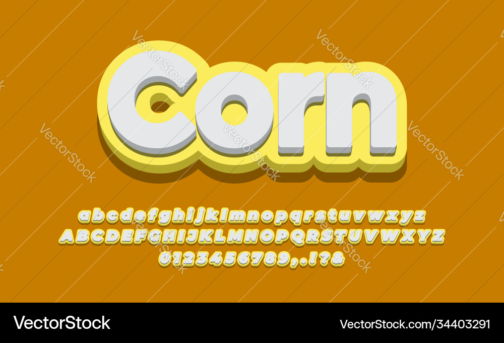 Yellow corn color text effect Royalty Free Vector Image