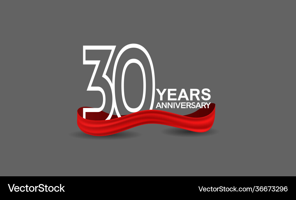 30 years anniversary line style white color Vector Image