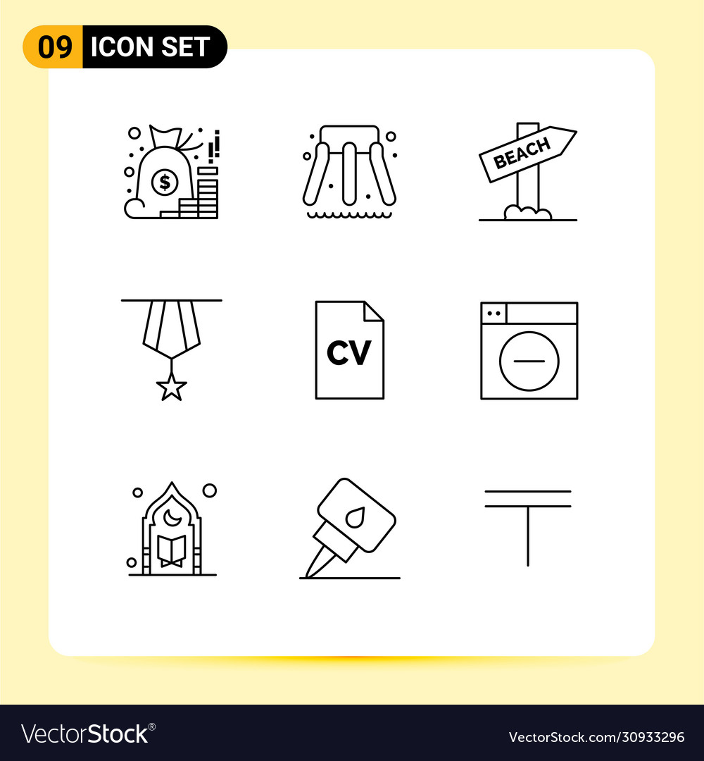 9 user interface outline pack modern signs and Vector Image 9 user interface outline pack modern signs and Vector Image