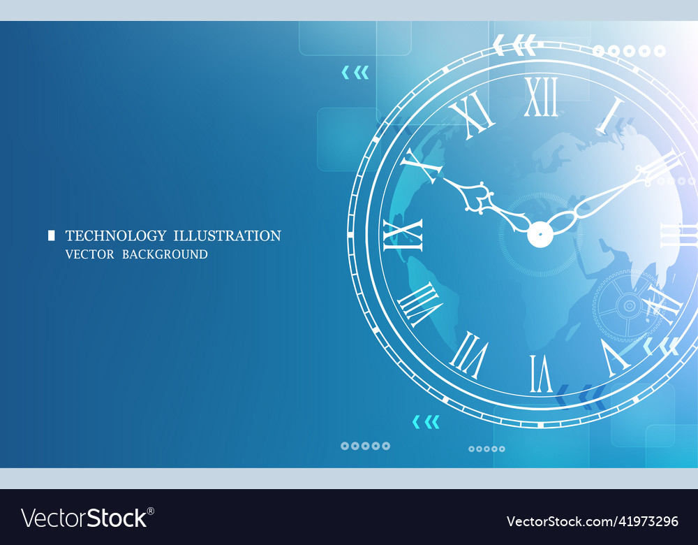Analog technology clock blue background Royalty Free Vector