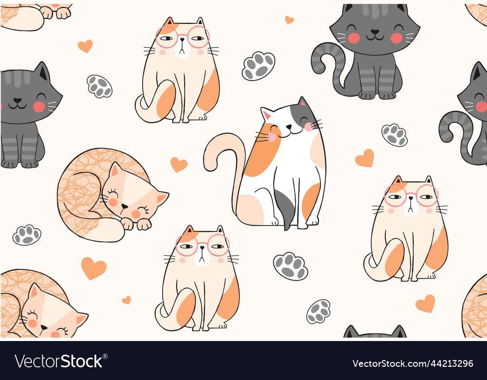 Cats seamless pattern Royalty Free Vector Image