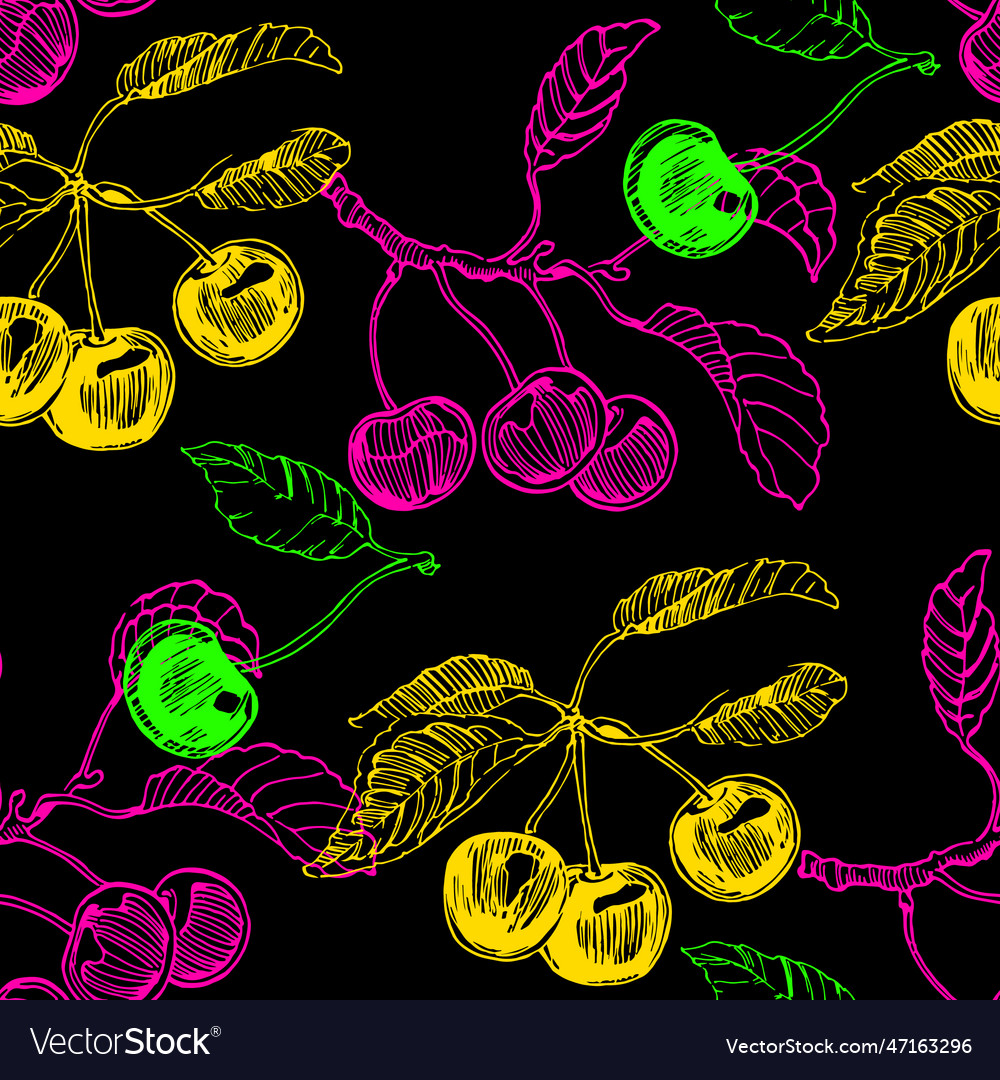 Cherry seamless pattern Royalty Free Vector Image