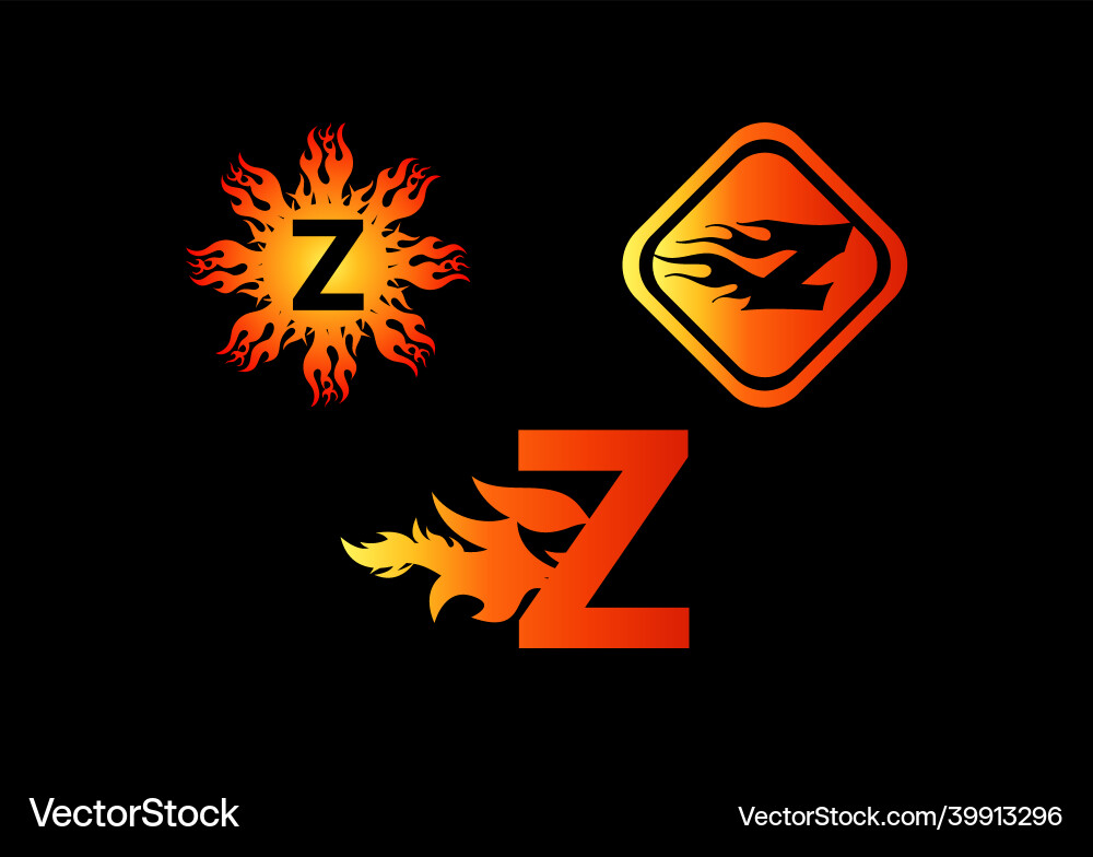 Fire z letter logo and icon design template Vector Image