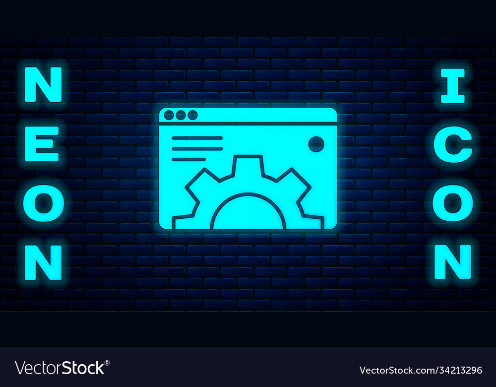 Glowing neon browser setting icon isolated Vector Image