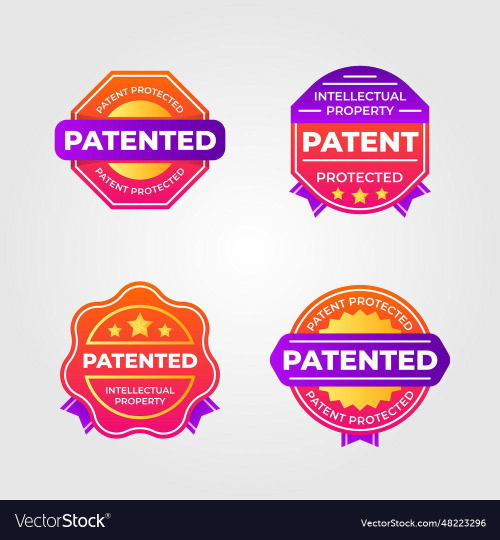 Gradient patented label set Royalty Free Vector Image
