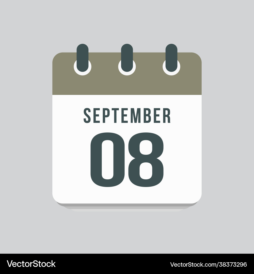 Icon day date 8 september template calendar page Vector Image