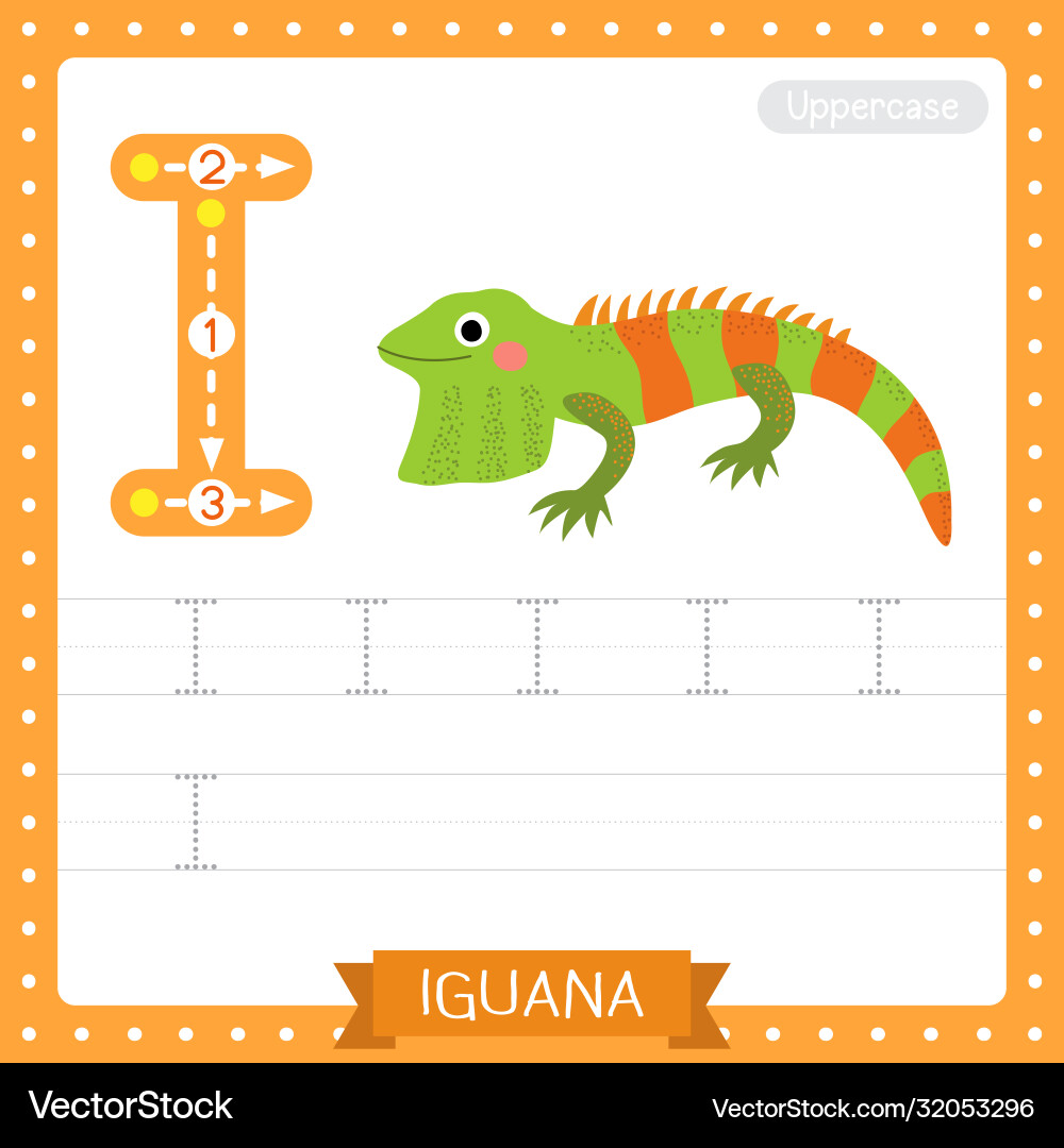 Letter i uppercase tracing practice worksheet Vector Image