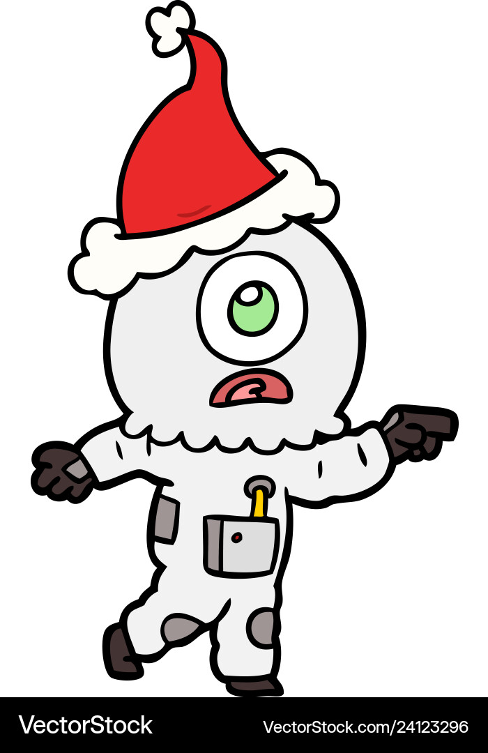 Line drawing of a cyclops alien spaceman pointing Vector Image