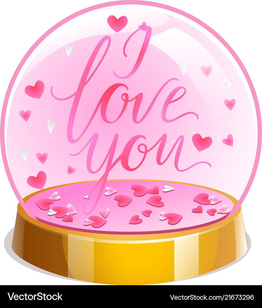 Magic crystal ball with small pink hearts Vector Image