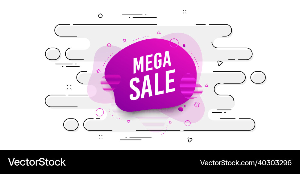Mega sale sticker discount banner shape Royalty Free Vector