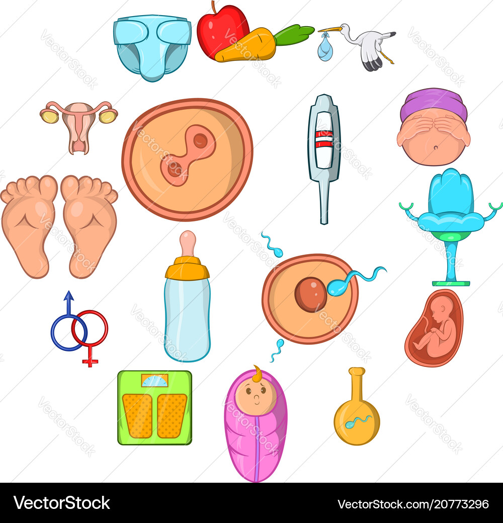 New born baby icons set Royalty Free Vector Image