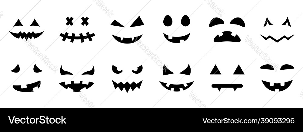 Scary and funny faces for halloween pumpkin Vector Image