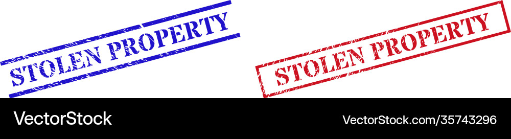 Stolen property textured scratched stamp seals Vector Image