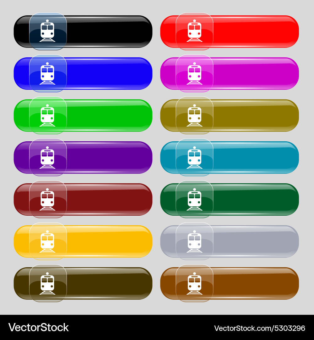 Train icon sign set from fourteen multi-colored Vector Image