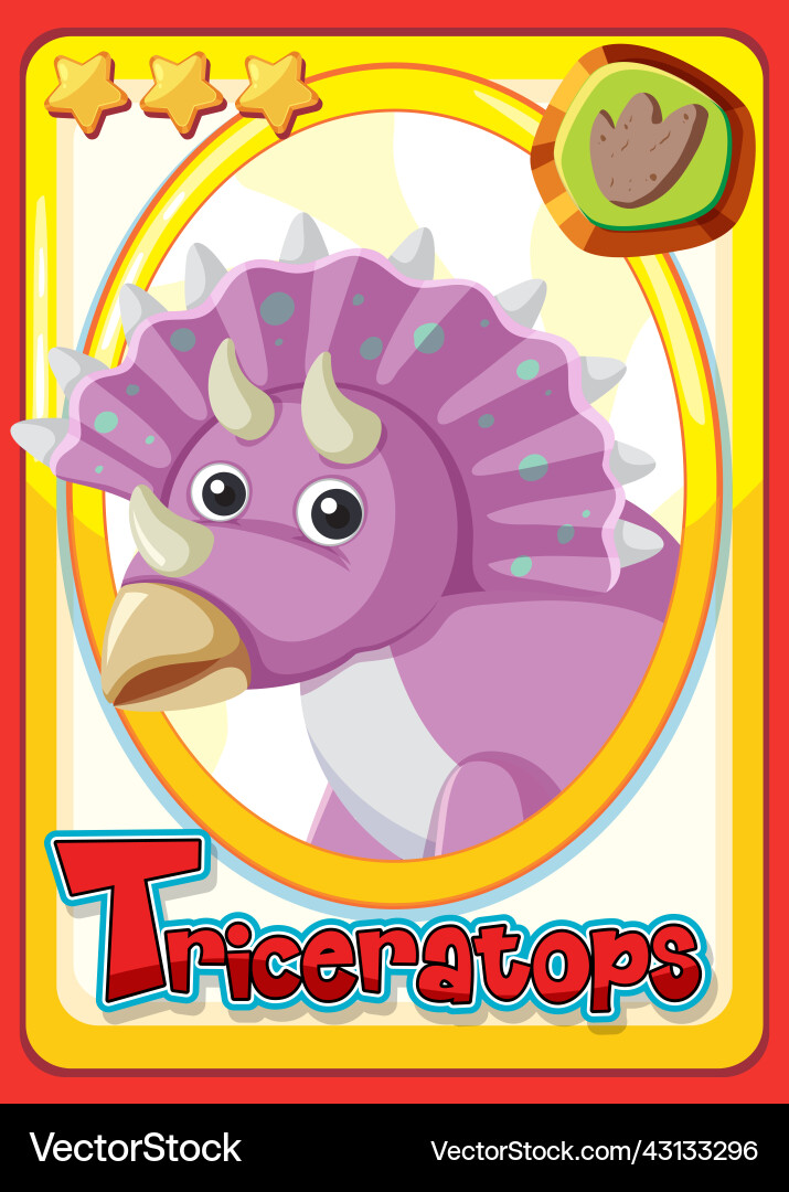 Triceratops dinosaur cartoon card Royalty Free Vector Image