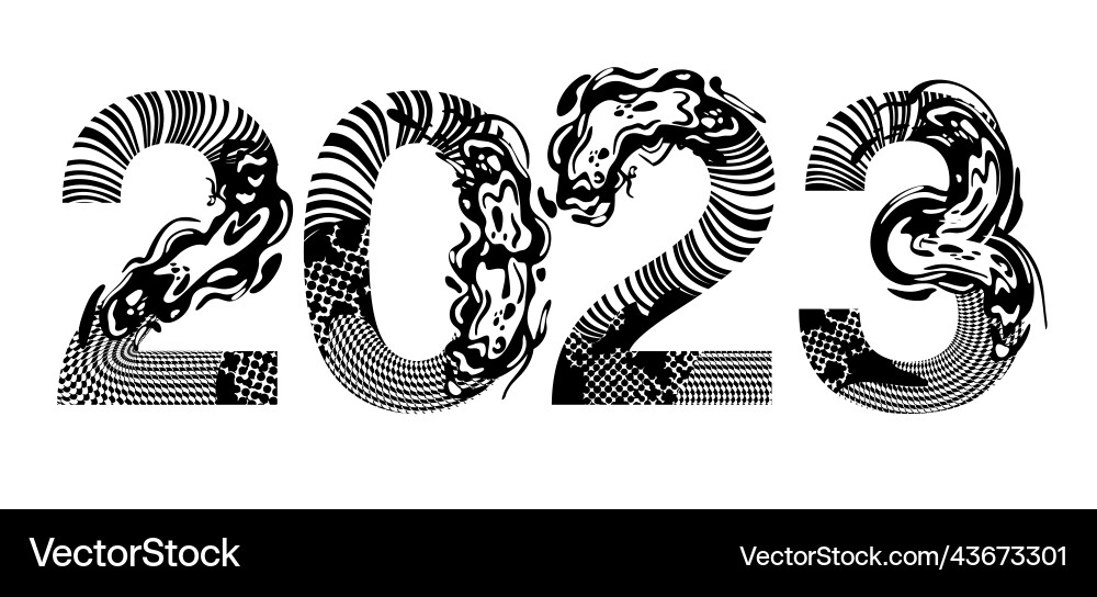 2023 new year decorative brush numbers art Vector Image