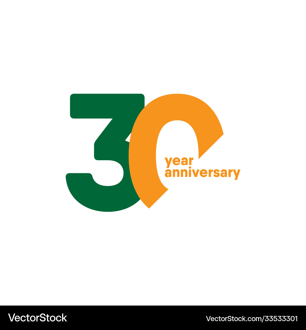 30 year anniversary template design Royalty Free Vector