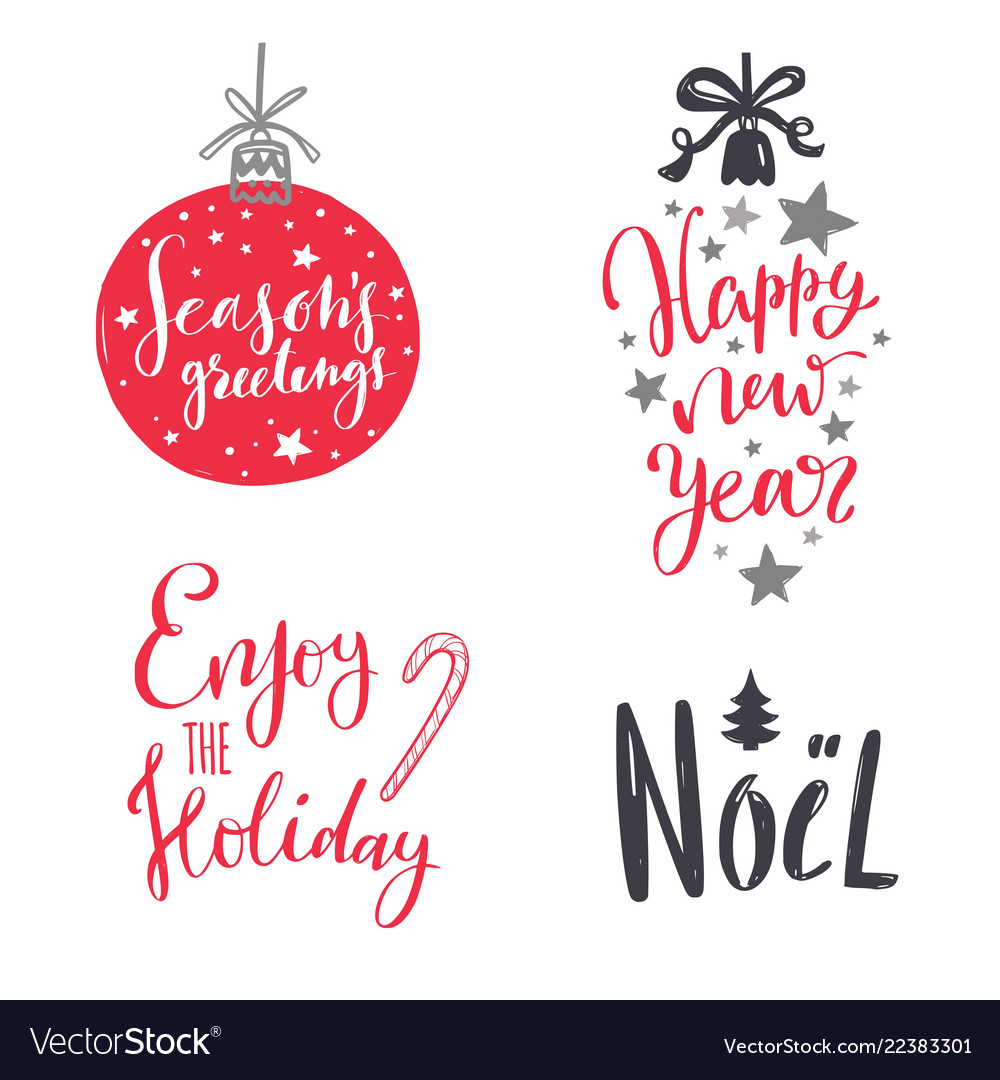Christmas and new year lettering and calligraphy Vector Image
