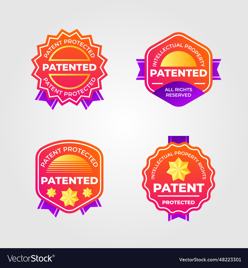Gradient patented label set Royalty Free Vector Image