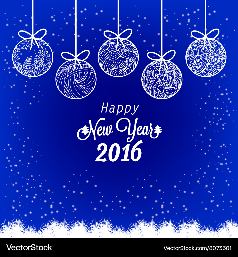 Happy new year 2016 with christmas balls Vector Image