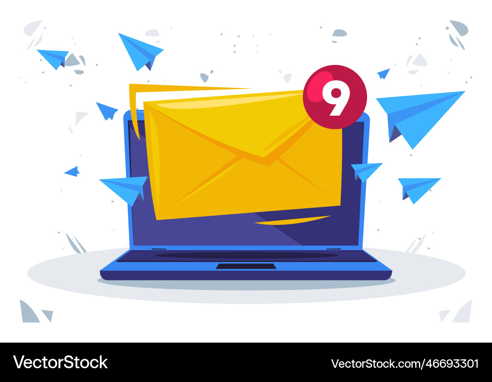 Letter with a notification of an email received Vector Image
