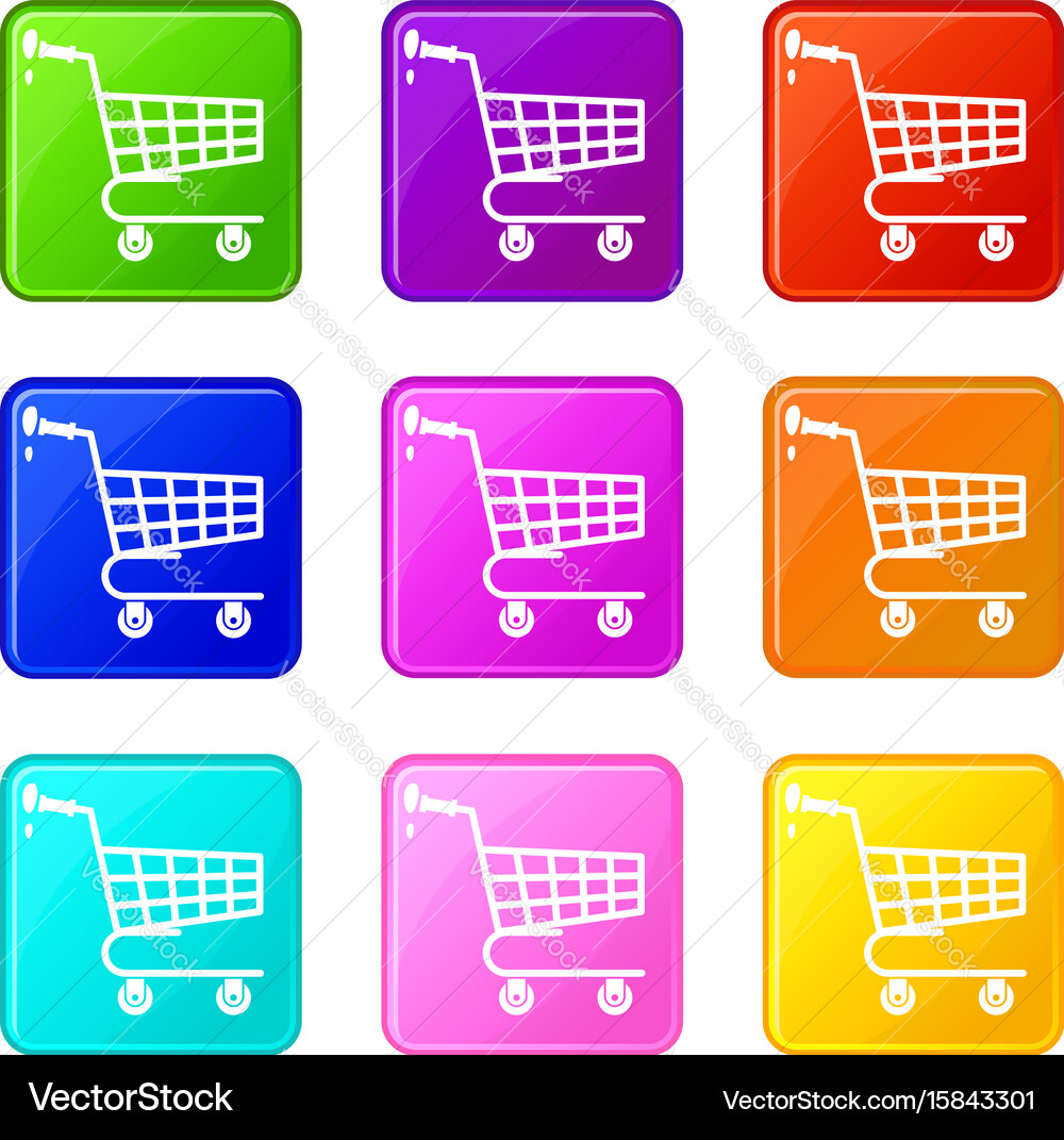 Shopping cart icons 9 set Royalty Free Vector Image
