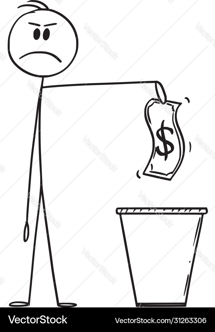 Cartoon man or businessman throwing dollar Vector Image