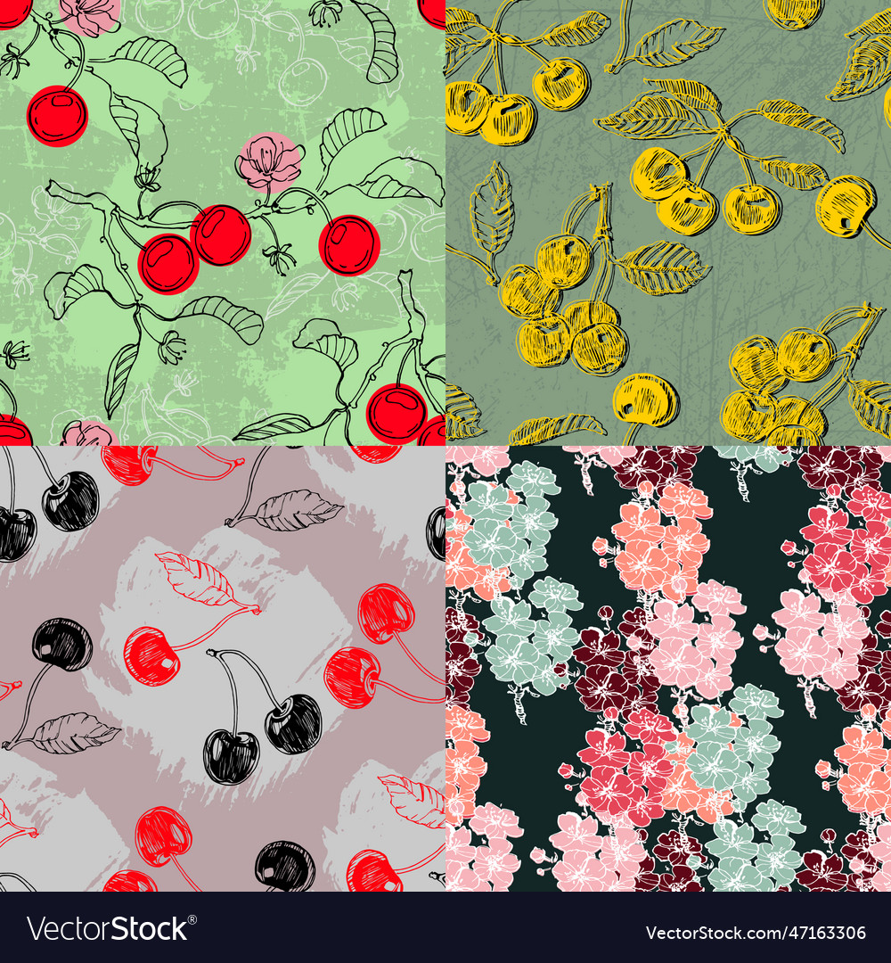 Cherry seamless pattern Royalty Free Vector Image