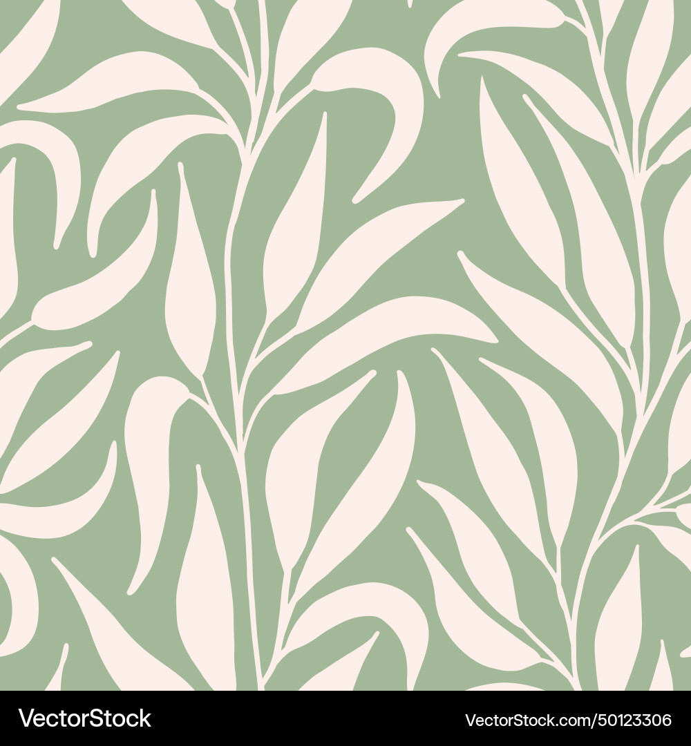 Cream white trailing foliage on sage green Vector Image