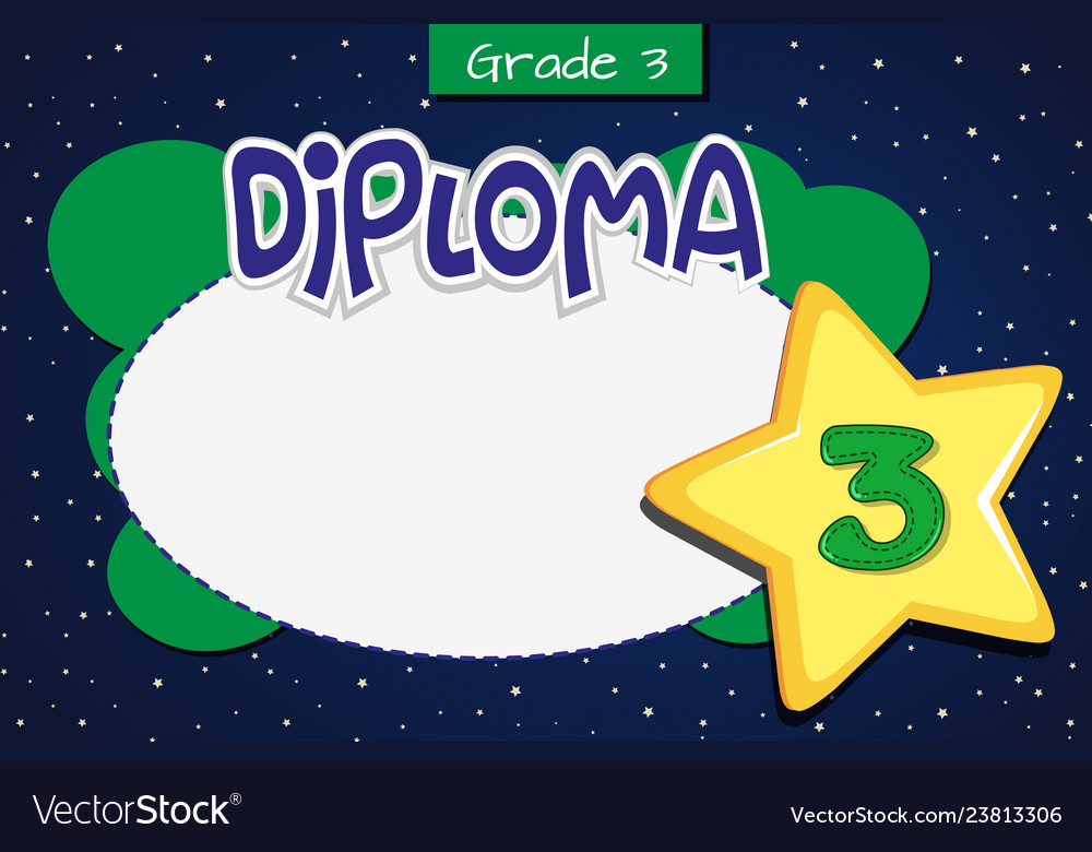 Grade three diploma certificate template Vector Image
