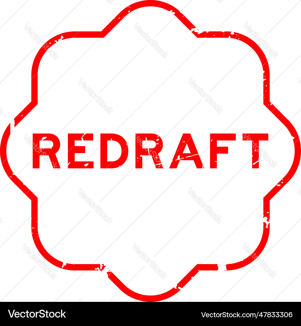 Grunge red redraft word rubber seal stamp Vector Image