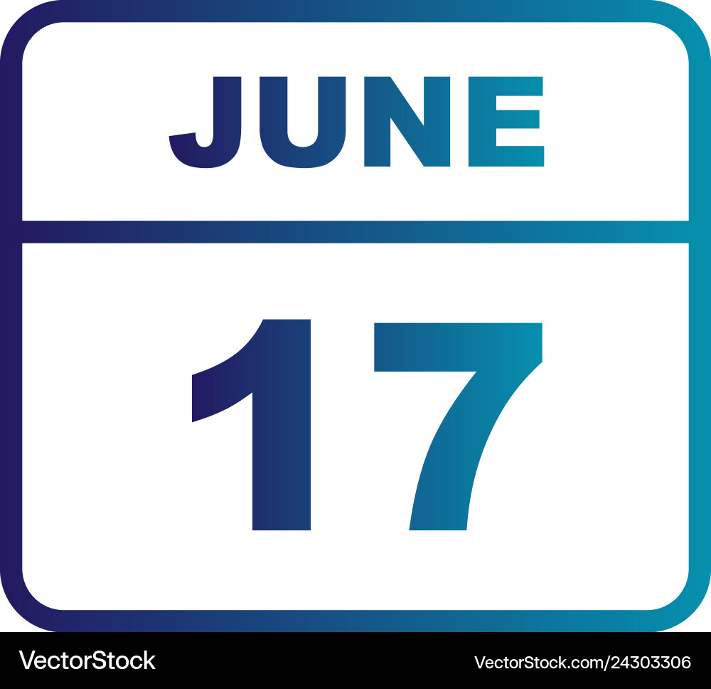 June 17th date on a single day calendar Royalty Free Vector