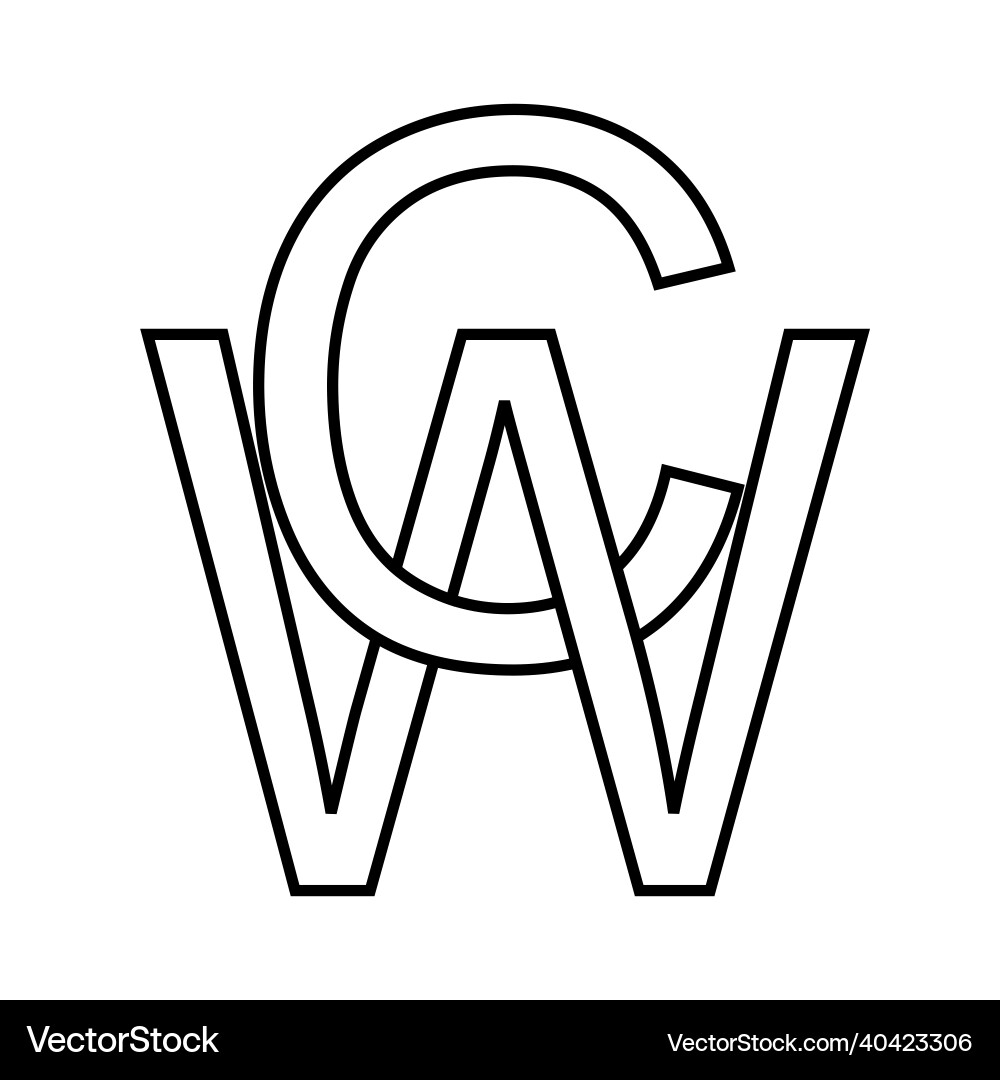 Logo sign wc cw icon interlaced letters c w Vector Image