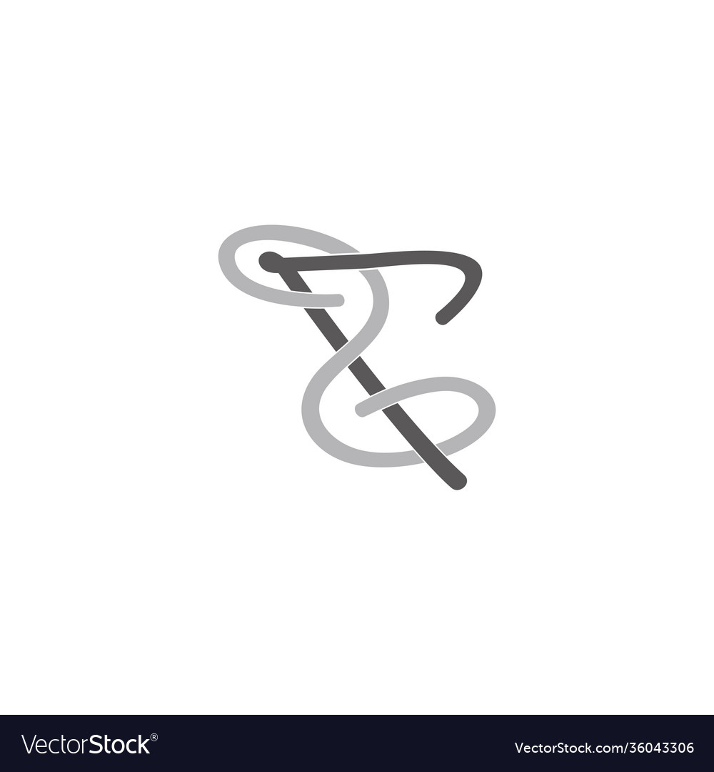 Loop thread ribbon needle design symbol Royalty Free Vector
