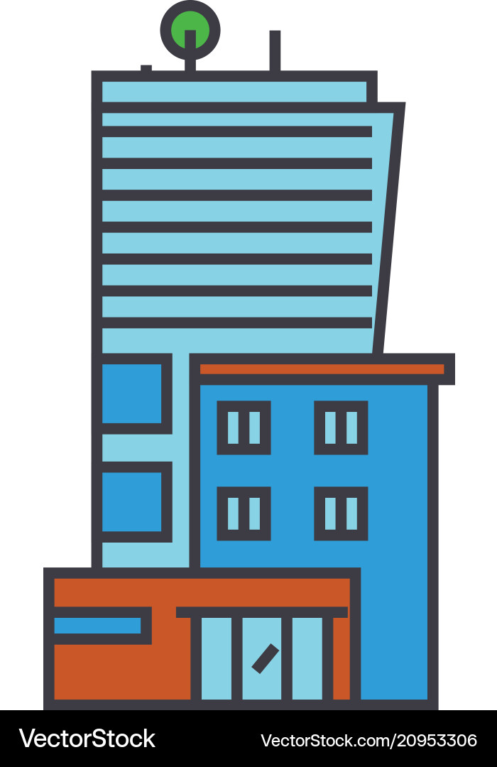 Office business building line icon concept Vector Image