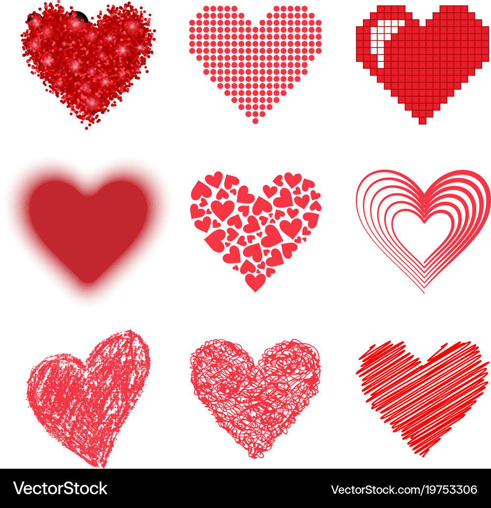 Red heart sharp pink color card beautiful Vector Image