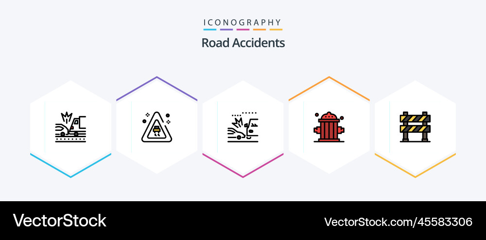Road accidents 25 filledline icon pack including Vector Image