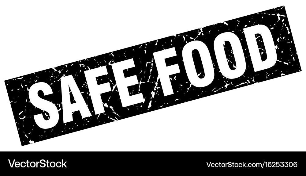 Square grunge black safe food stamp Royalty Free Vector