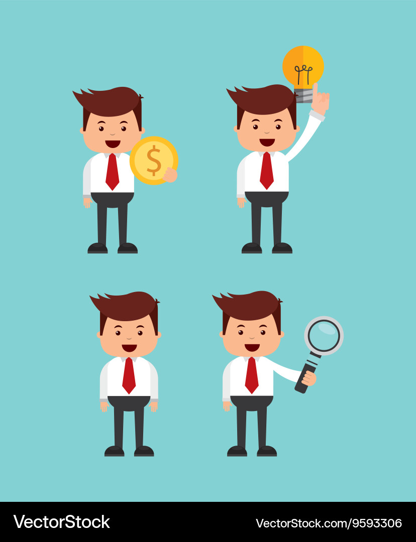 Successful businessman character isolated icon Vector Image