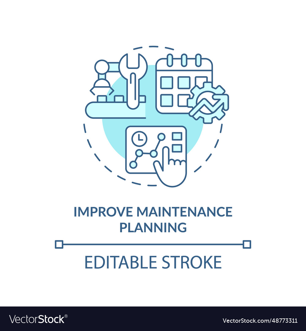 2d Thin Linear Icon Improve Maintenance Planning Vector Image