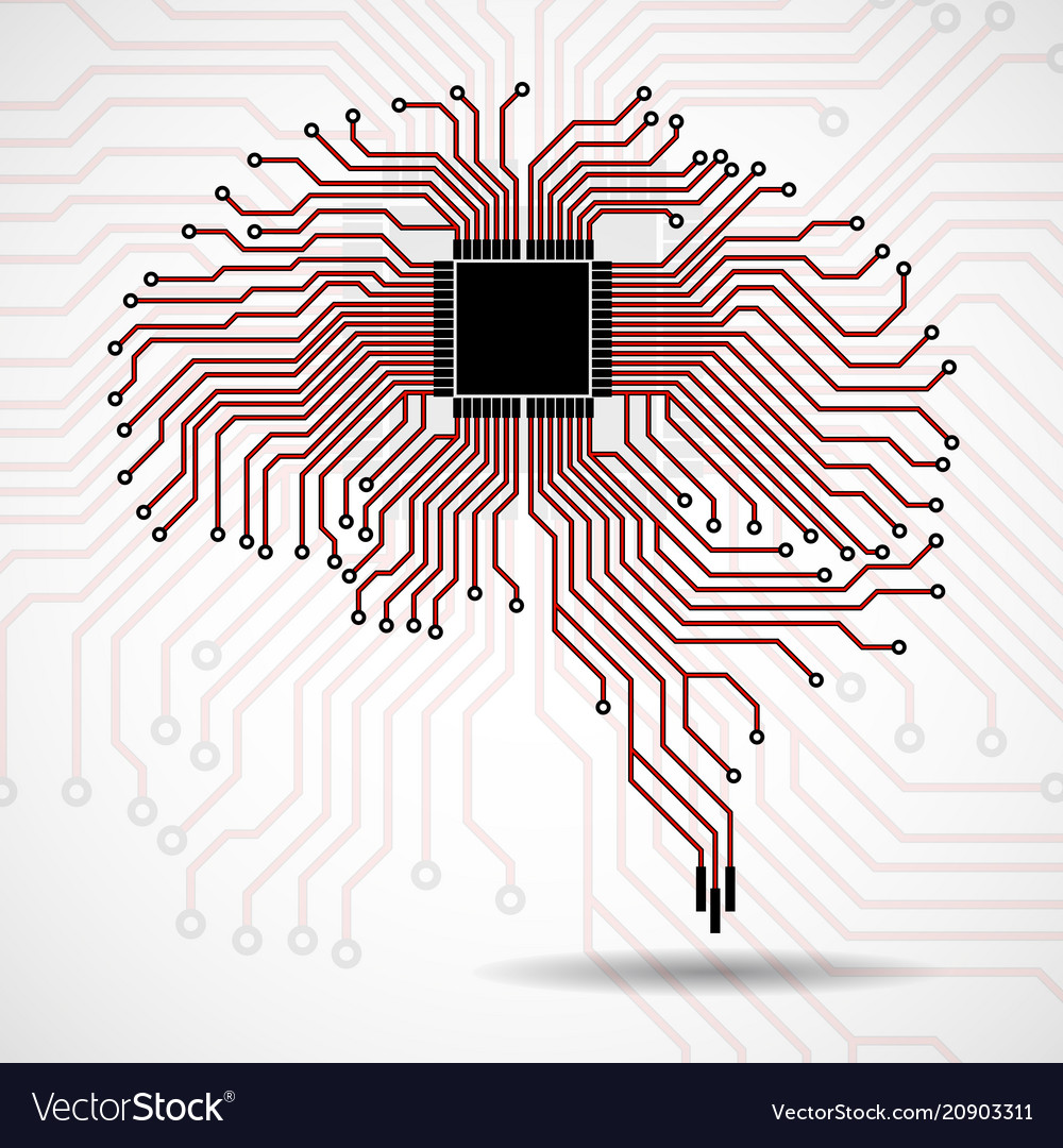 Abstract technological brain cpu Royalty Free Vector Image