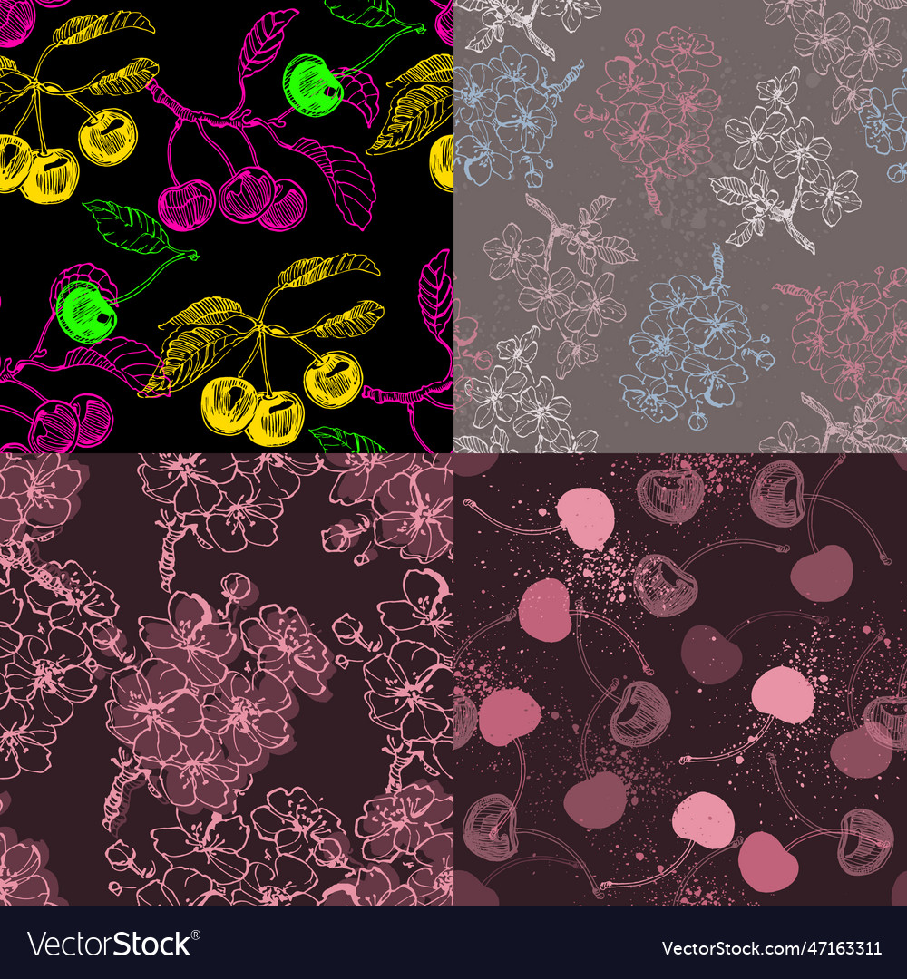 Cherry seamless pattern Royalty Free Vector Image