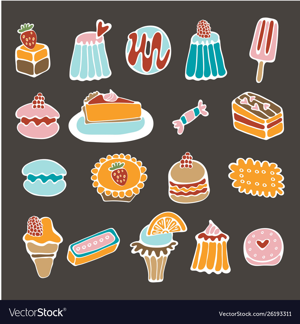 Colorful sweets set collection Royalty Free Vector Image