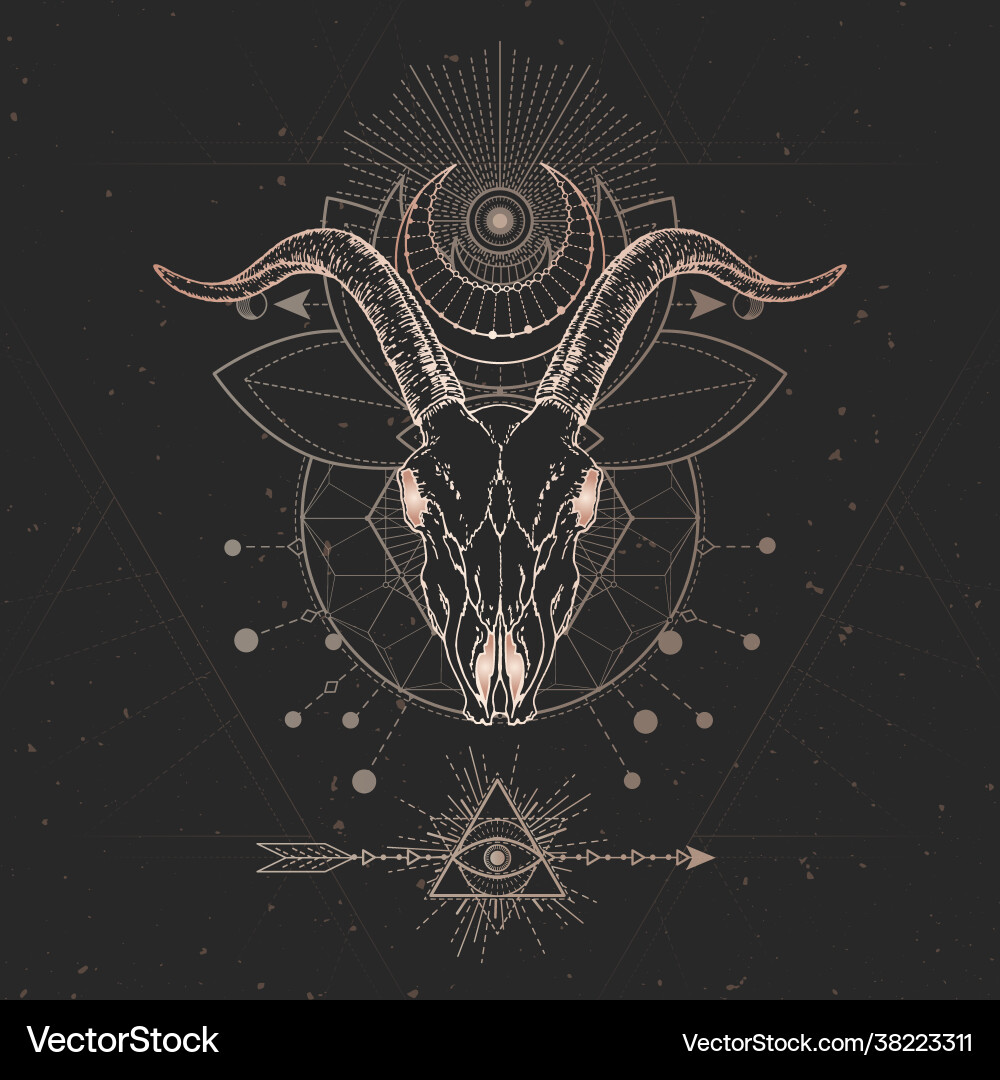 Goat skull and sacred symbol Royalty Free Vector Image